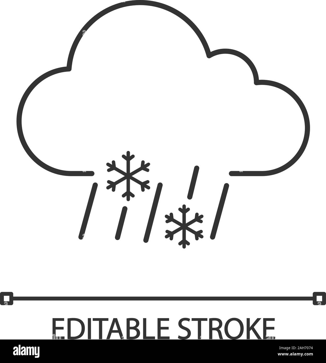 Schneeregen Wetter lineare Symbol. Nasser Schnee. Dünne Linie Abbildung ...