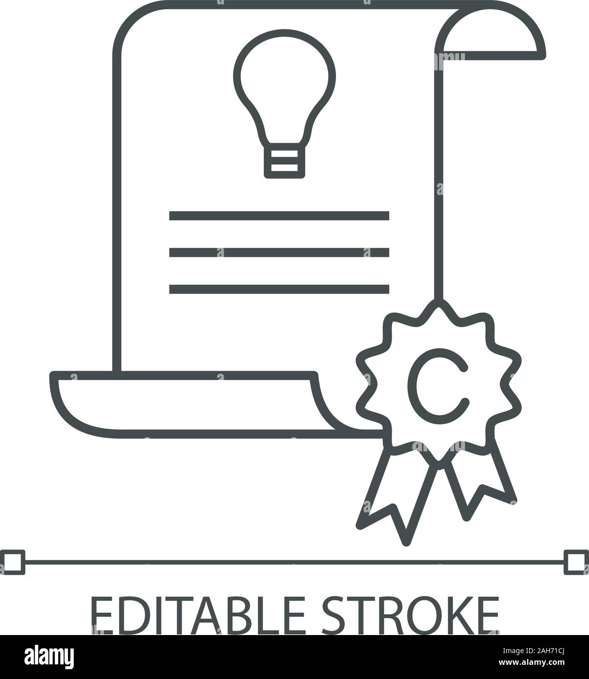 Urheberrecht und geistiges Eigentum lineare Symbol. Idee zum Patent ...