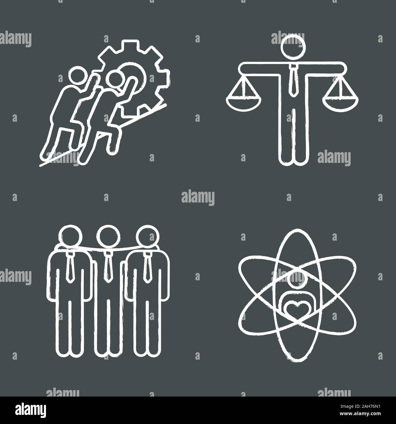 Business ethics Chalk Symbole gesetzt. Partnerschaft, Ehrlichkeit ...