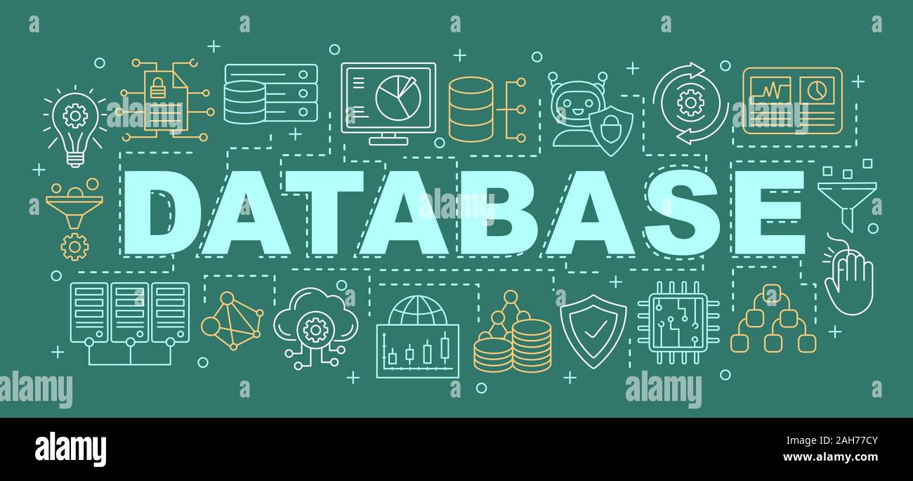Datenbank Wort Konzepte Banner. Große Daten. Server. Maschinelles Lernen. Data Mining und ...