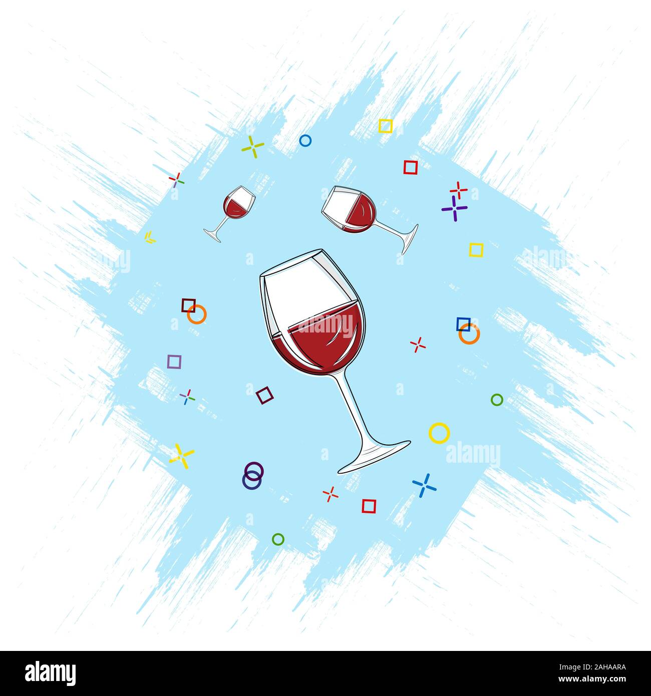 Glas Gläser in verschiedenen Größen mit Rotwein mit splash Wirkung ...