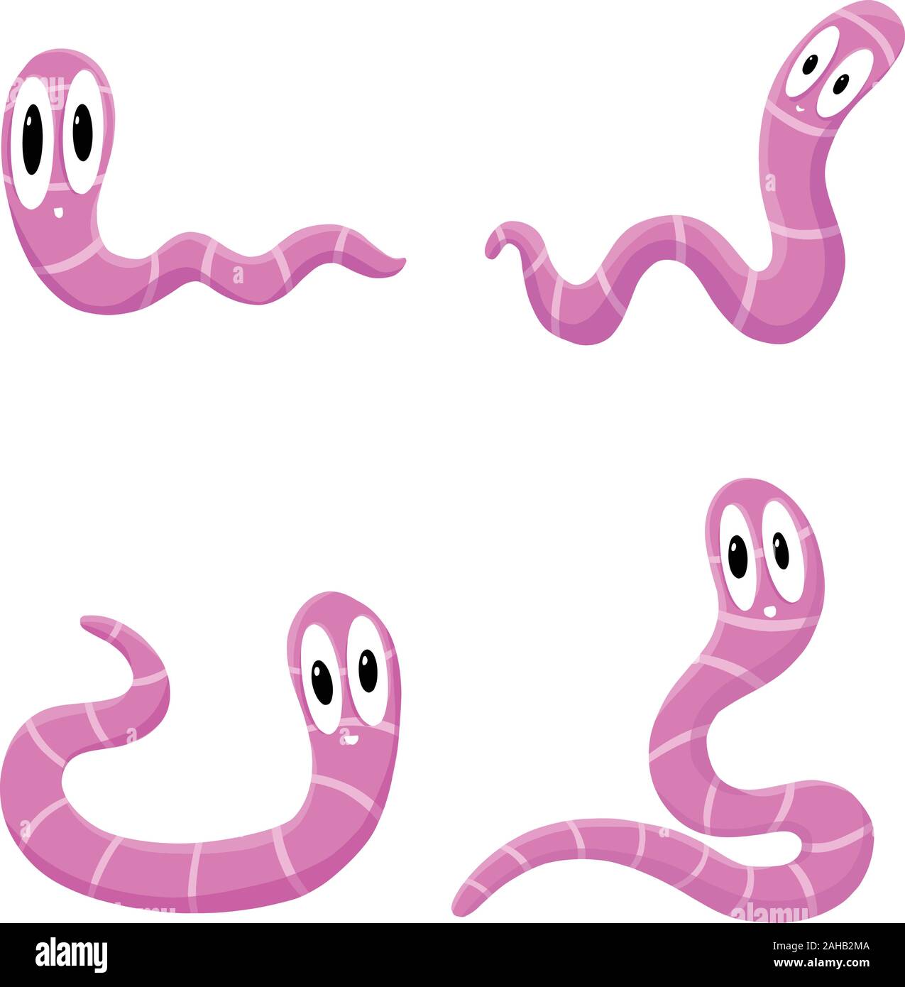 Sammlung von vier Erde Wurm Cartoon Character Vector Illustration Stock ...