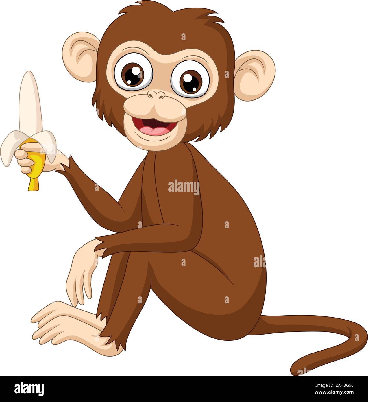 Monkey Holding Banana Cartoon Character Stockfotos und -bilder Kaufen - Alamy