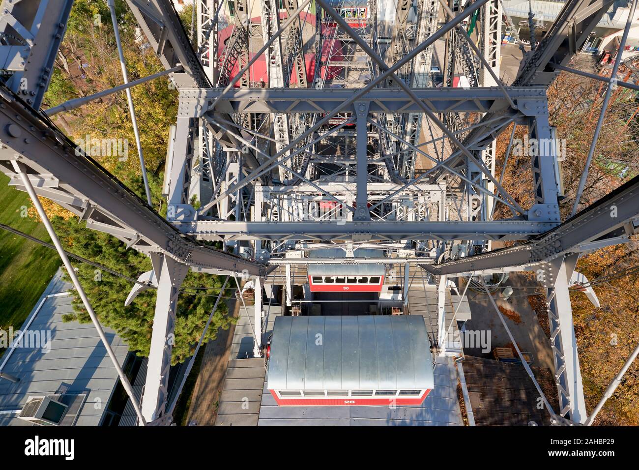 Riesenrad Panoramablick auf das Rad. Prater. Die älteste Riesenrad der ...