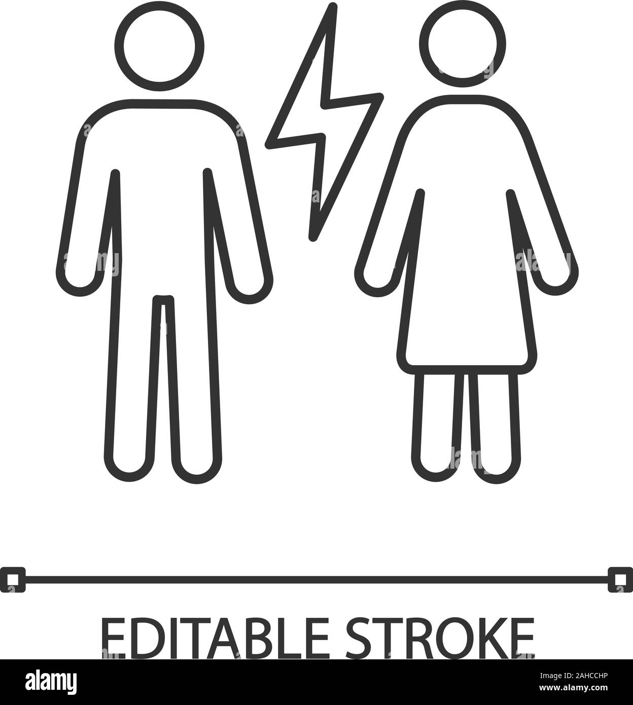 Paar lineare Symbol Streit. Dünne Linie Abbildung. Mann und Frau ...