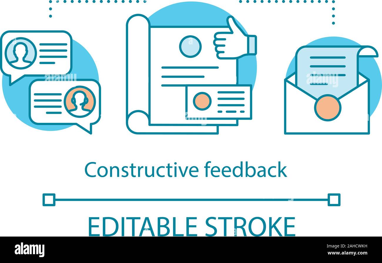 Konstruktives Feedback Konzept Symbol. Bewertung und Berichte. Branding ...