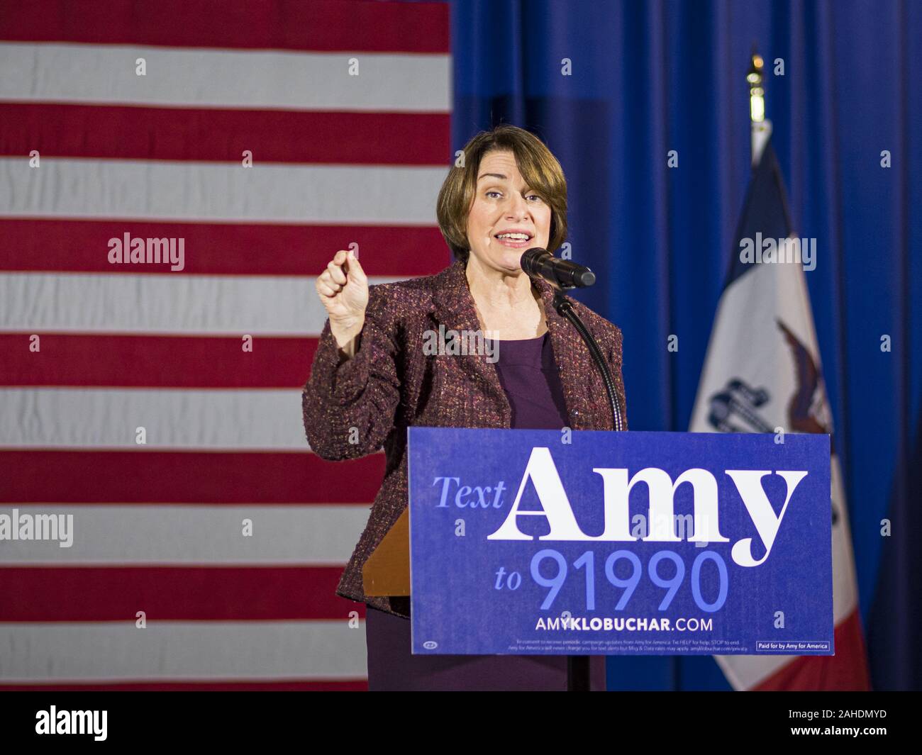 Des Moines, Iowa, USA. 27 Dez, 2019. US-Senator Amy Klobuchar (D-MN ...