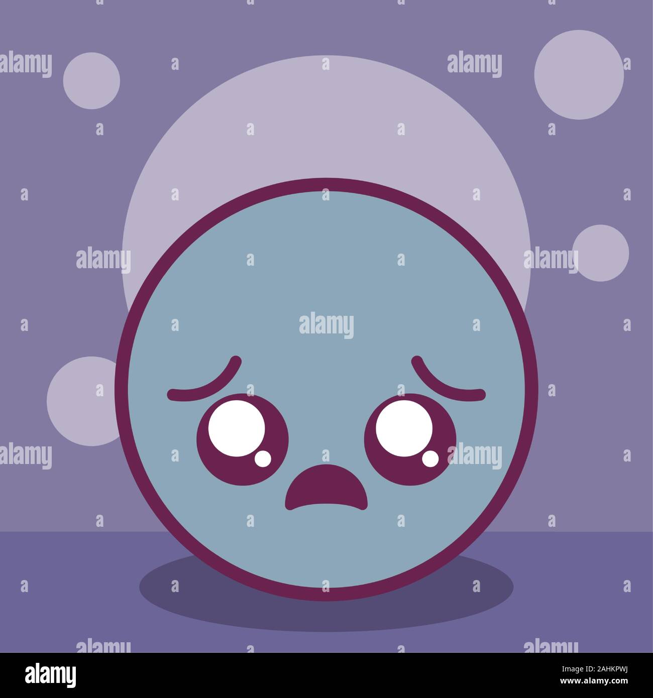 Traurig Kreis cartoon Design, Kawaii Ausdruck niedlichen Charakter ...