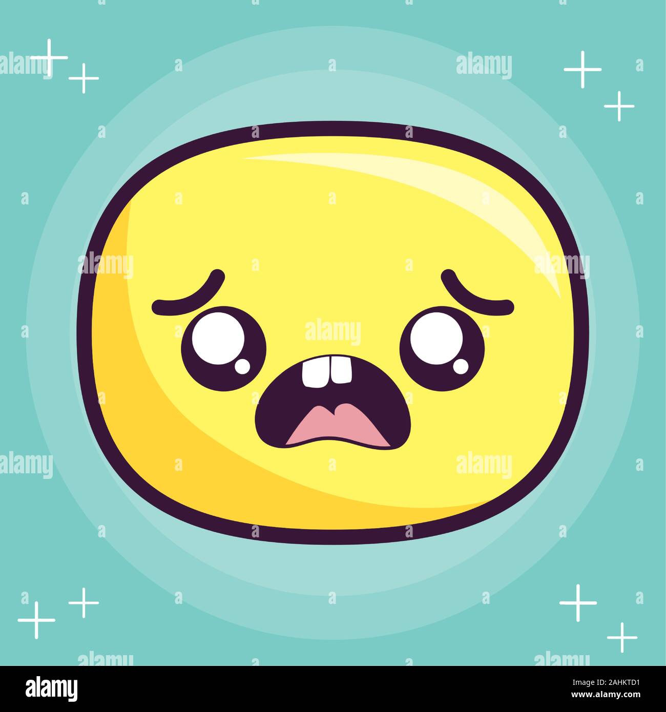 Traurig oval cartoon Design, Kawaii Ausdruck niedlichen Charakter ...