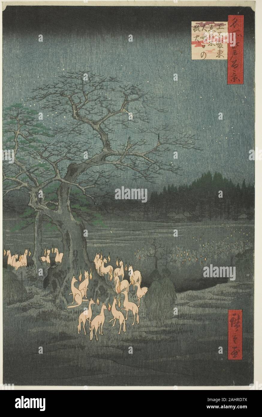 Utagawa Hiroshige. Silvester Fuchs Feuer am Ändern Baum (Ōji shozoku ...