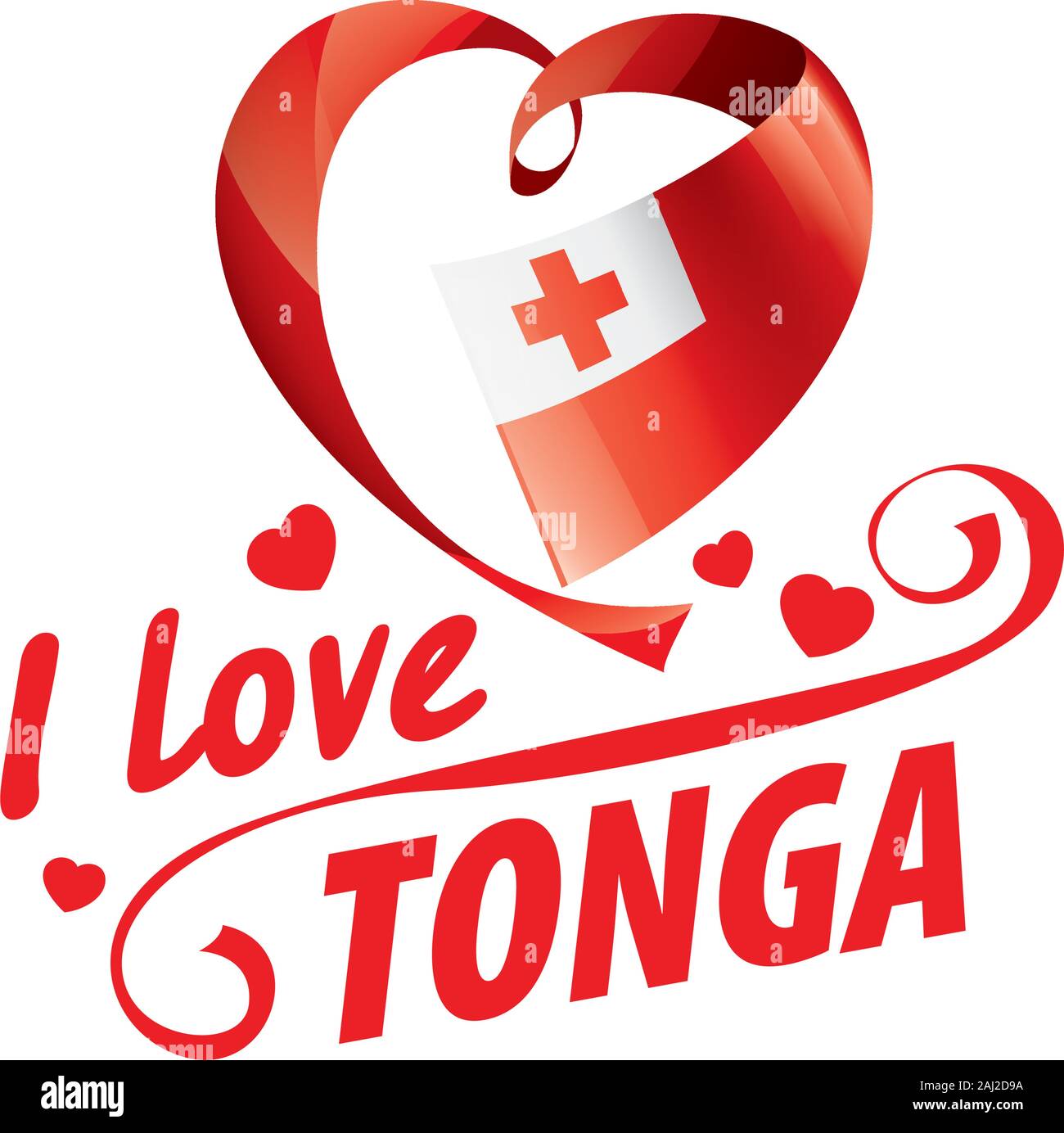 Die Flagge der Tonga und die Beschriftung i Tonga Liebe. Vector ...