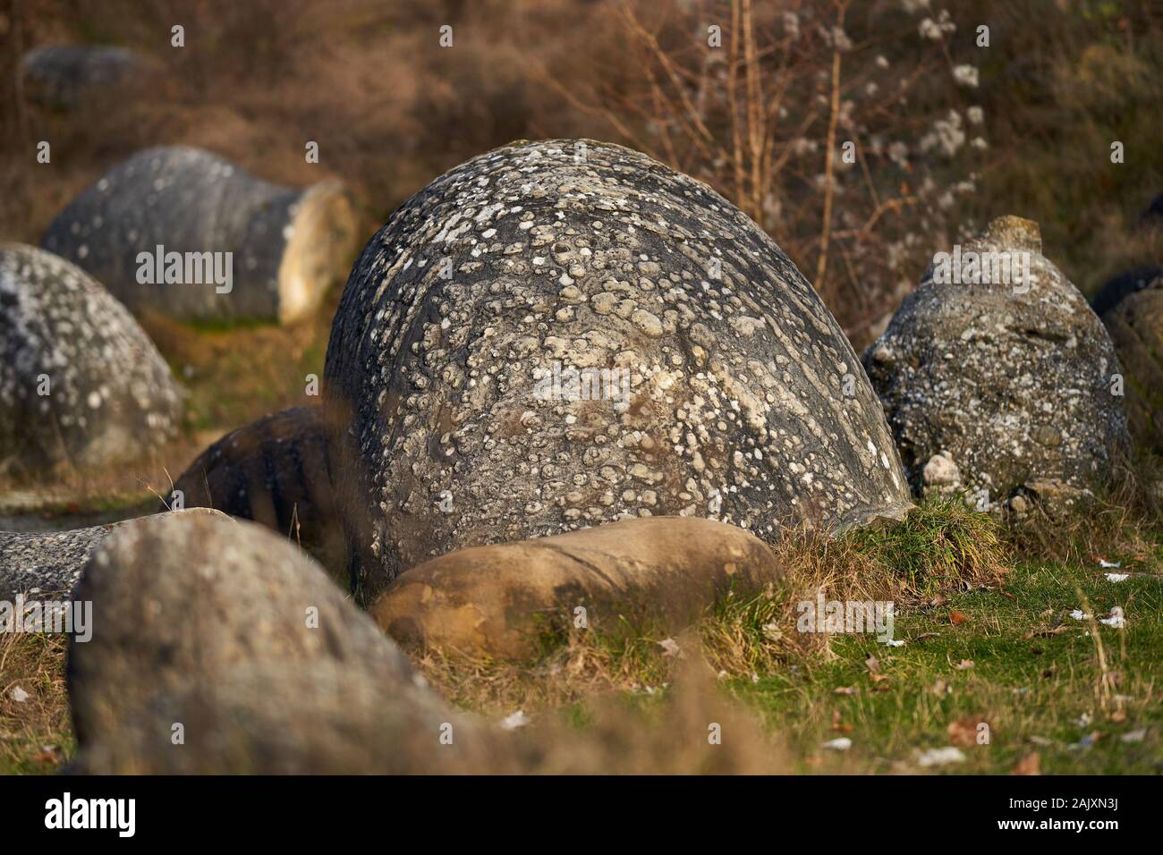 Sedimentgesteine (Konkretionen) im Naturpark in Rumänien Stockfotografie - Alamy