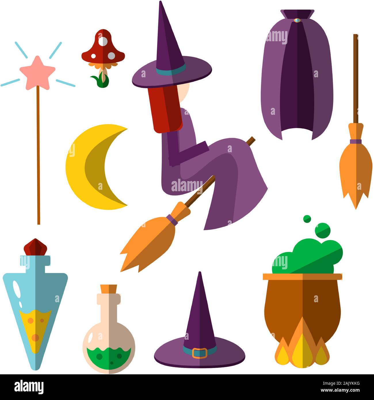 Halloween witch flying on broomstick -Fotos und -Bildmaterial in hoher ...