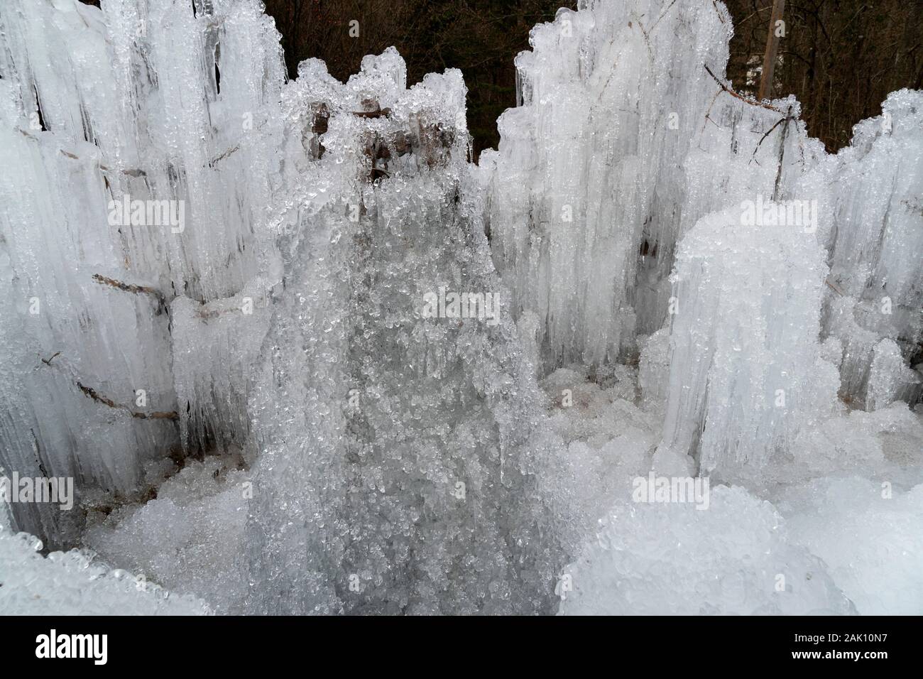 Eiszapfen gefroren Eis auf Äste im Winter Stockfotografie - Alamy