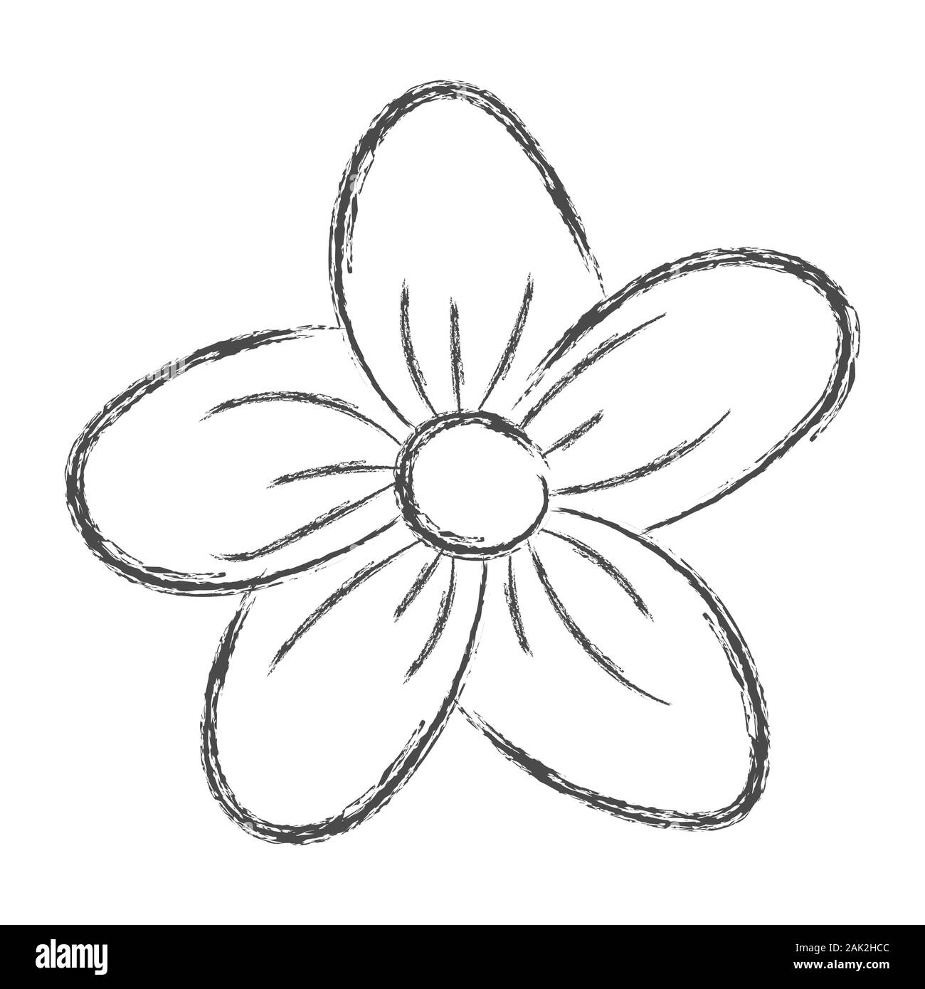 Bleistift Skizze der Silhouette einer Blume mit Blüten. Ein Doodle ...