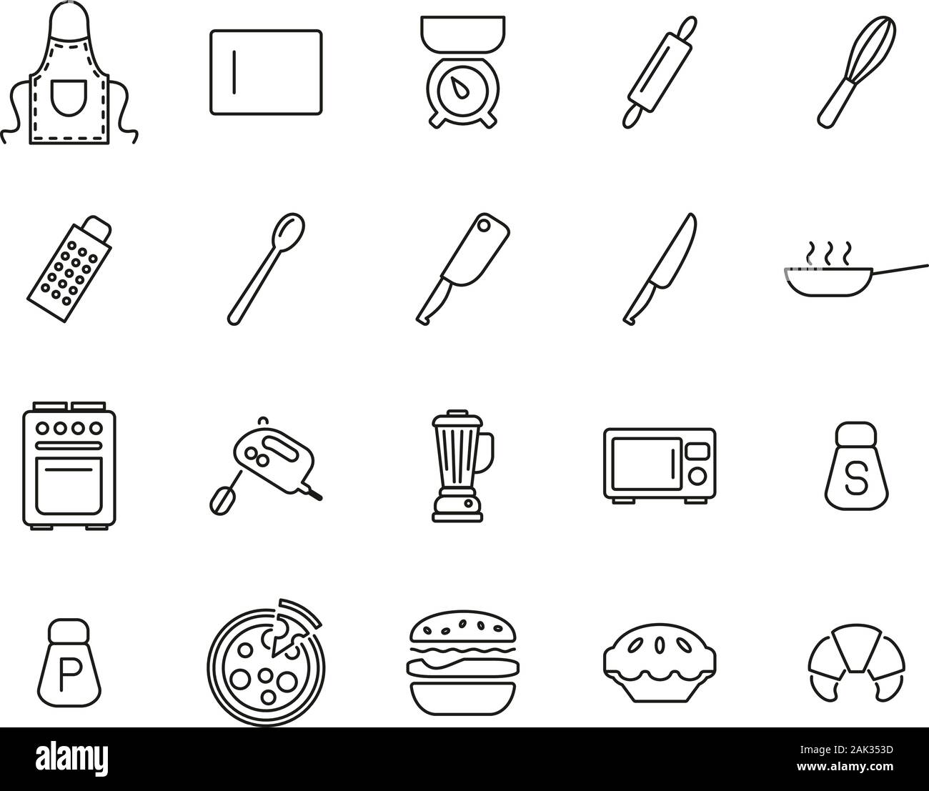 Backen oder kochen Symbole Thin Line Set groß Stock-Vektorgrafik - Alamy