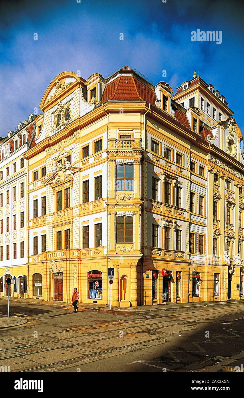 Die barocken Romanushaus ist in der Katharinen Straße in Leipzig ...