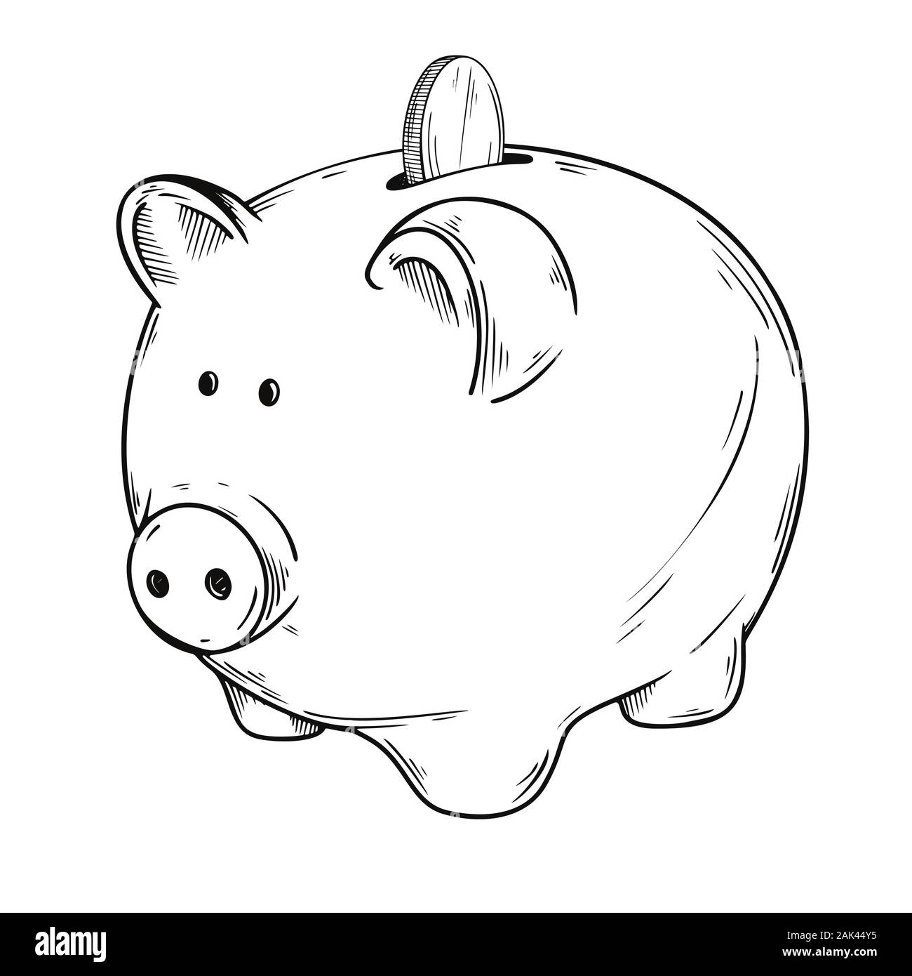 Skizze Spardosen auf einem weißen Hintergrund. Vector Illustration ...