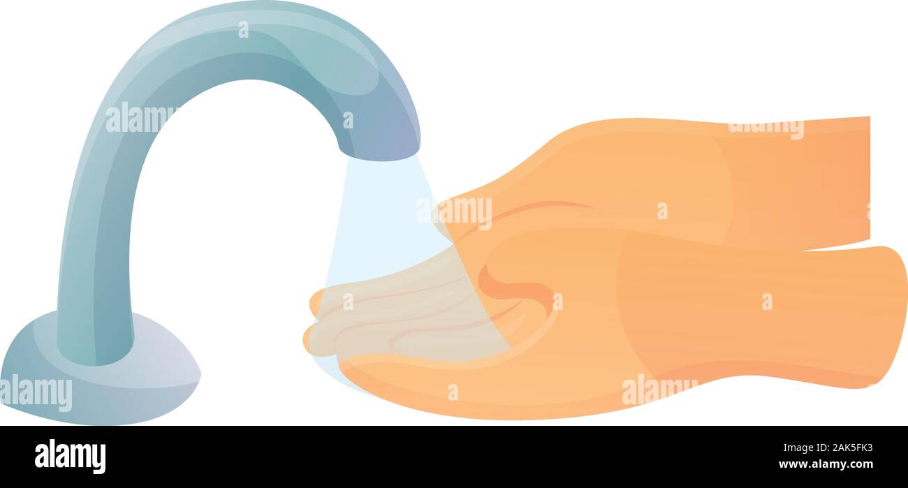 Wäscht Hände unter dem Symbol tippen. Cartoon von wäscht ihre Hände ...