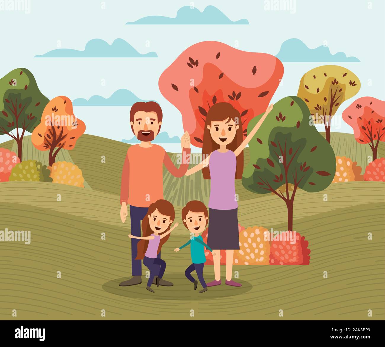 Vater und Tochter und Sohn Stock-Vektorgrafiken kaufen - Alamy