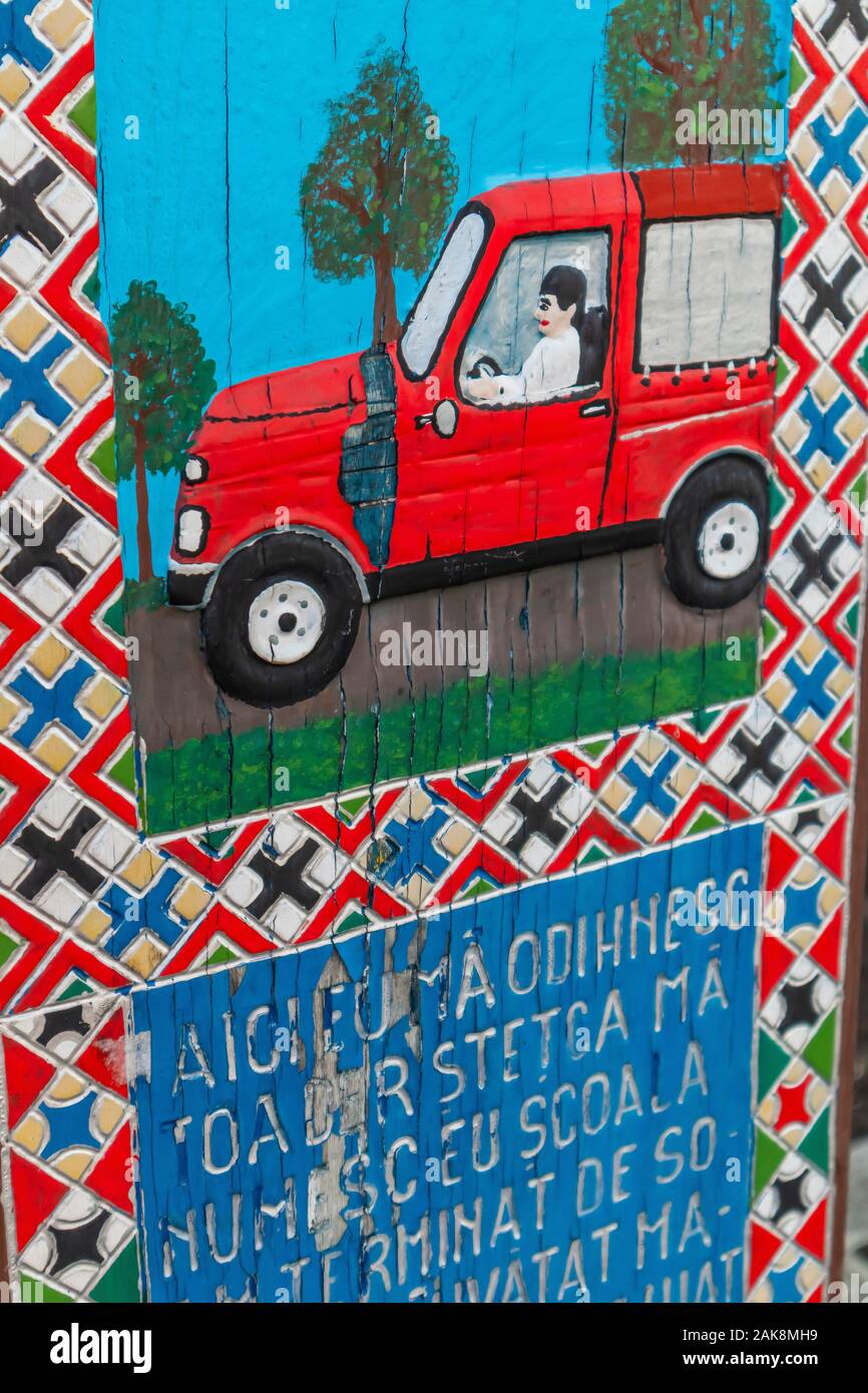 Bunt bemalte hölzerne Kreuze auf Fröhliche Friedhof von Sapanta ... Bunt bemalte hölzerne Kreuze auf Fröhliche Friedhof von Sapanta ...