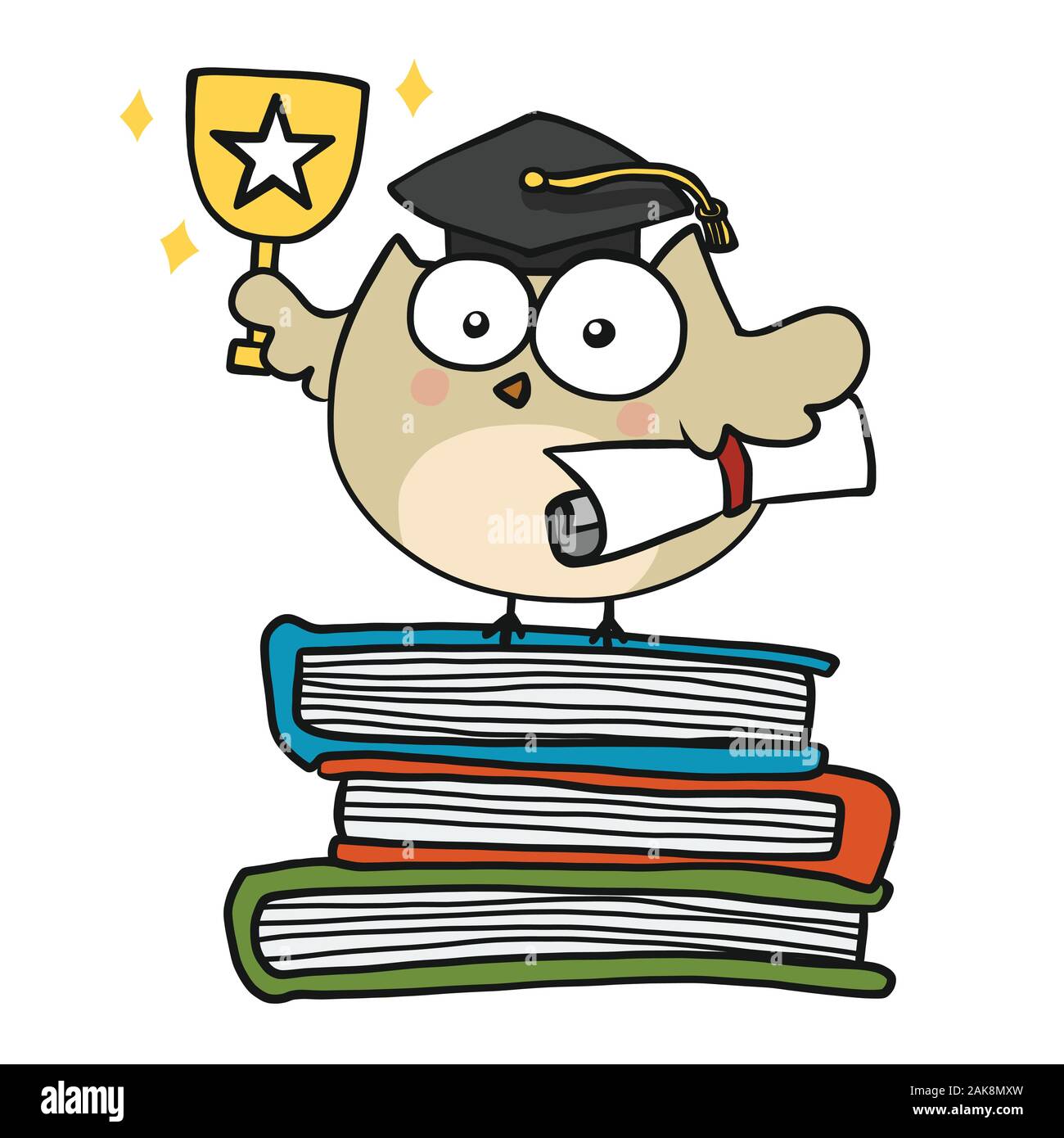 Eule Schüler erfolg Absolvent cartoon Vector Illustration Stock ...