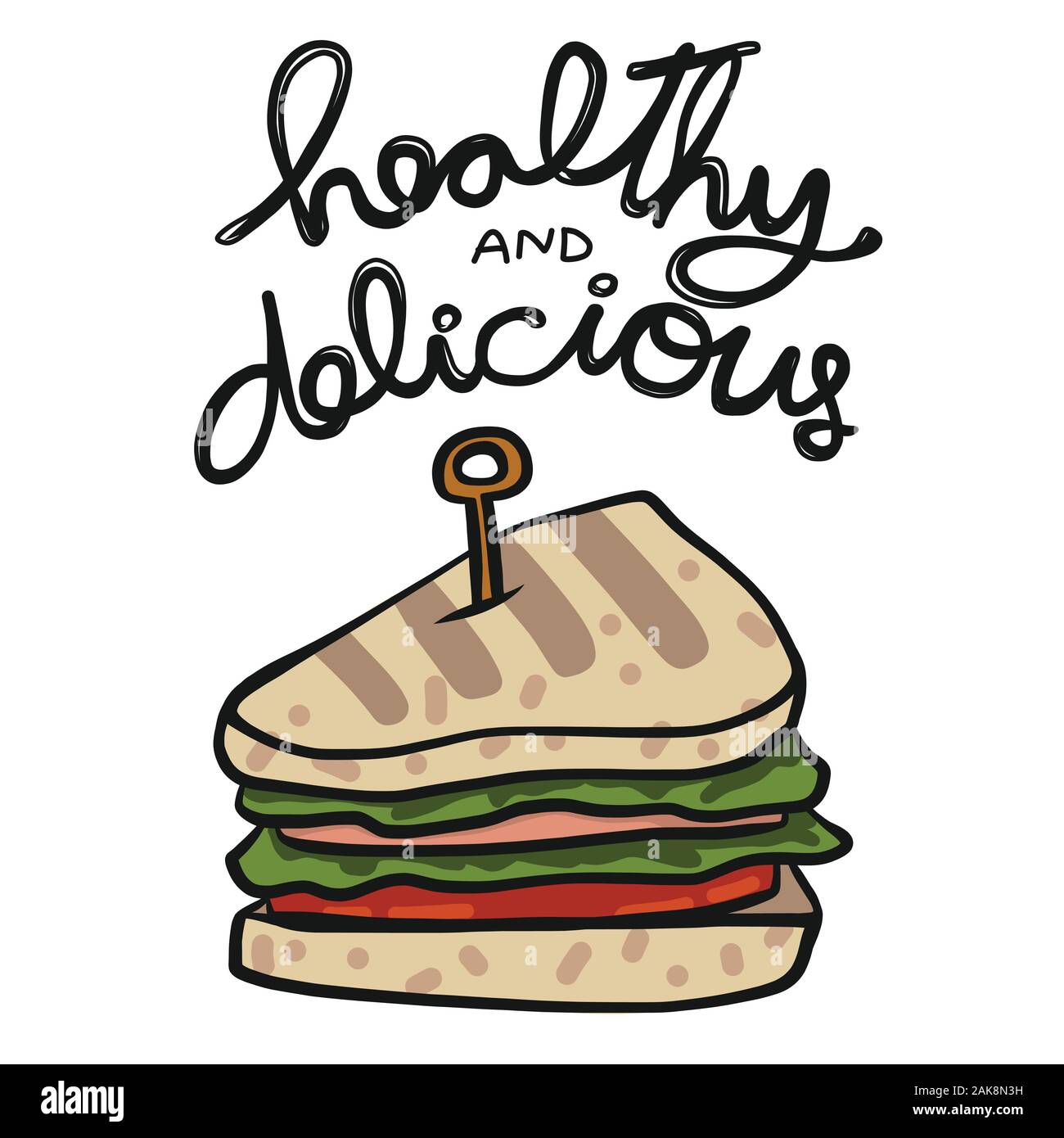 Gesund und lecker Sandwich cartoon logo Vector Illustration Stock ...