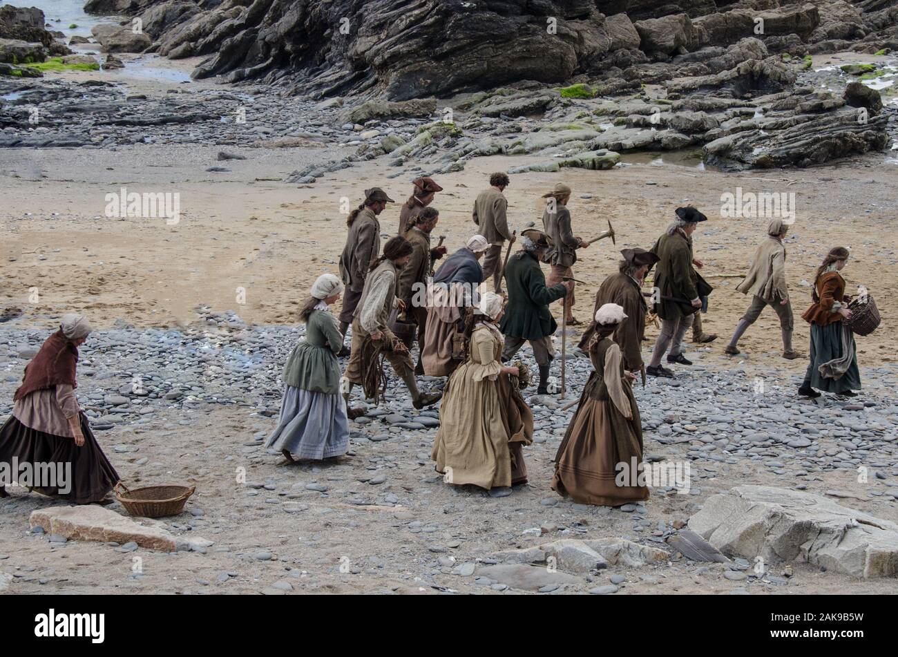 Die BBC Poldark-Serie mit Aidan Turner, gedreht in cornwall uk, Drehort ...