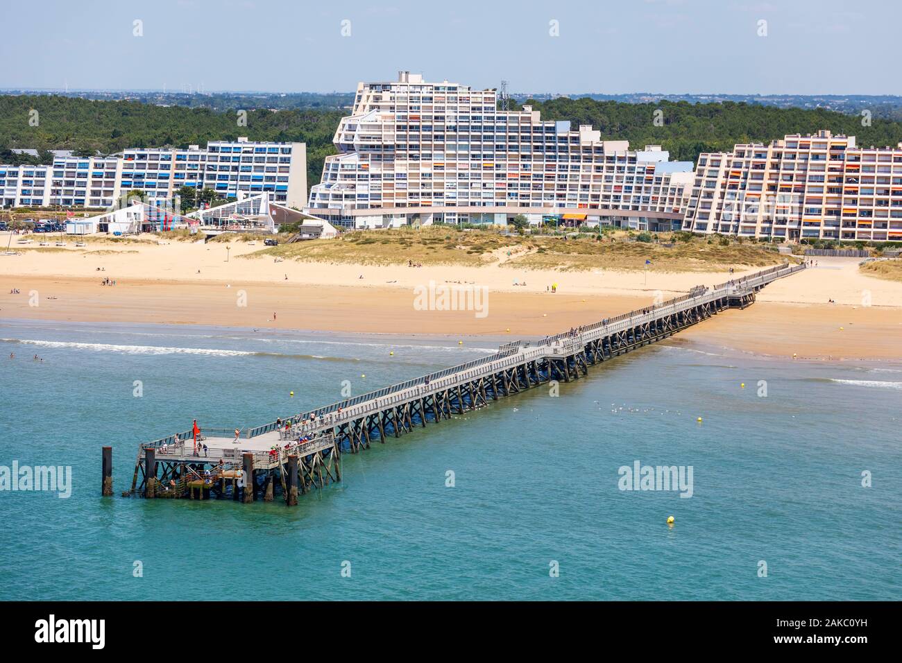 Frankreich, Vendee, St Jean de Monts, den Strand und die hölzerne ...