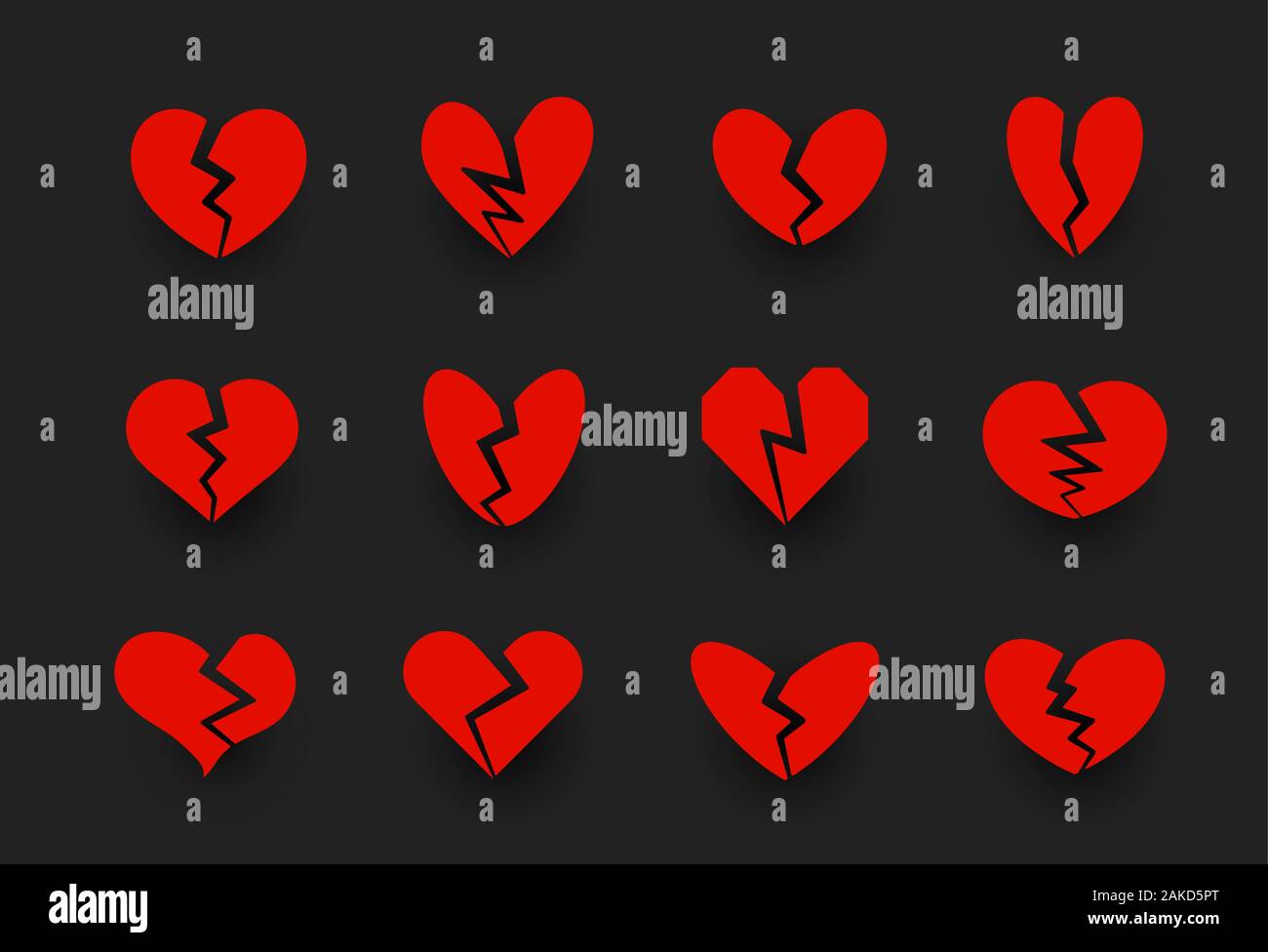 Gebrochene Herzen Symbole Sammlung, Herz knacken, unlove Symbol ...