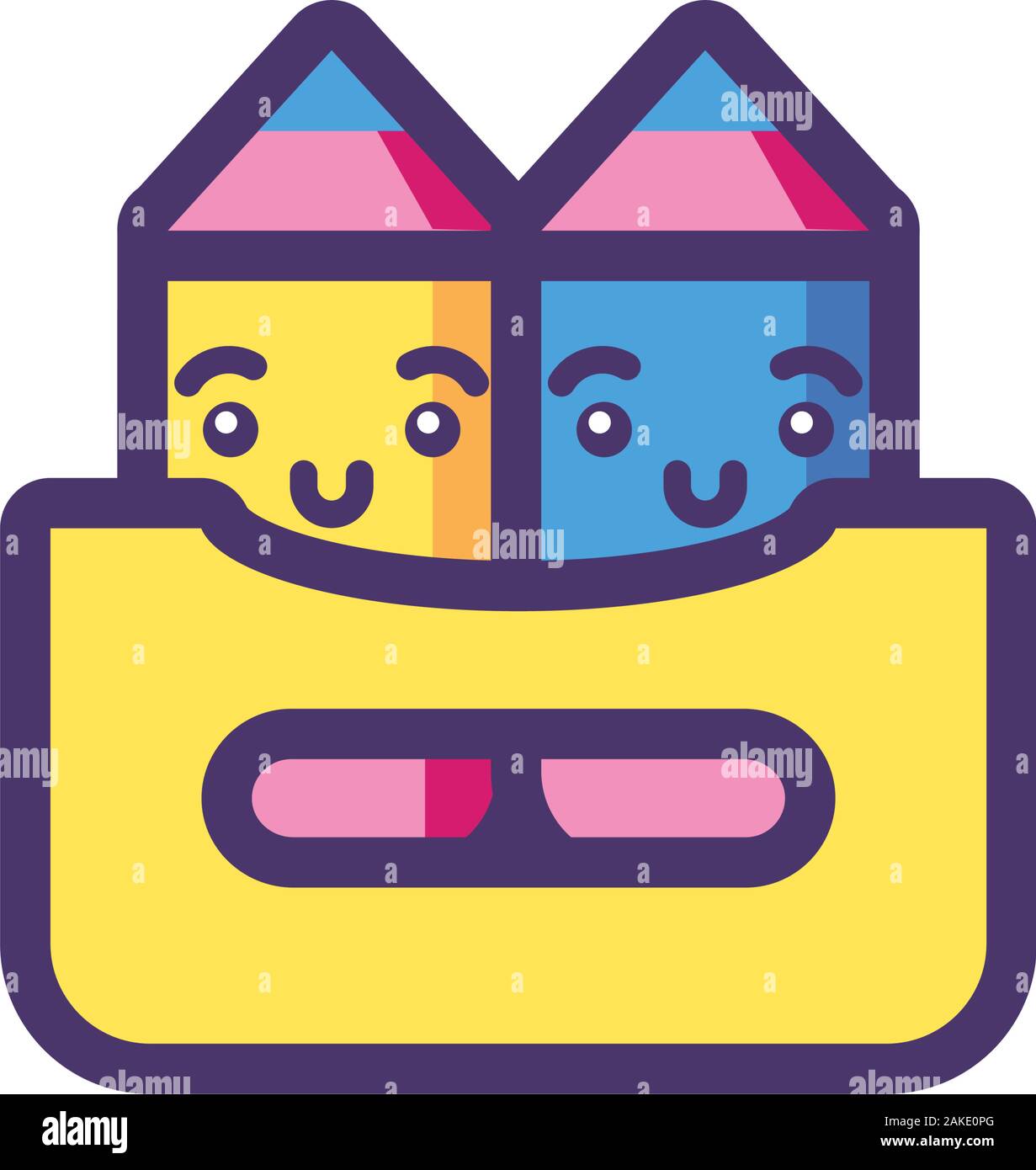 Bleistifte Cartoons insde Box Design, Kawaii Schule Ausdruck niedlichen ...