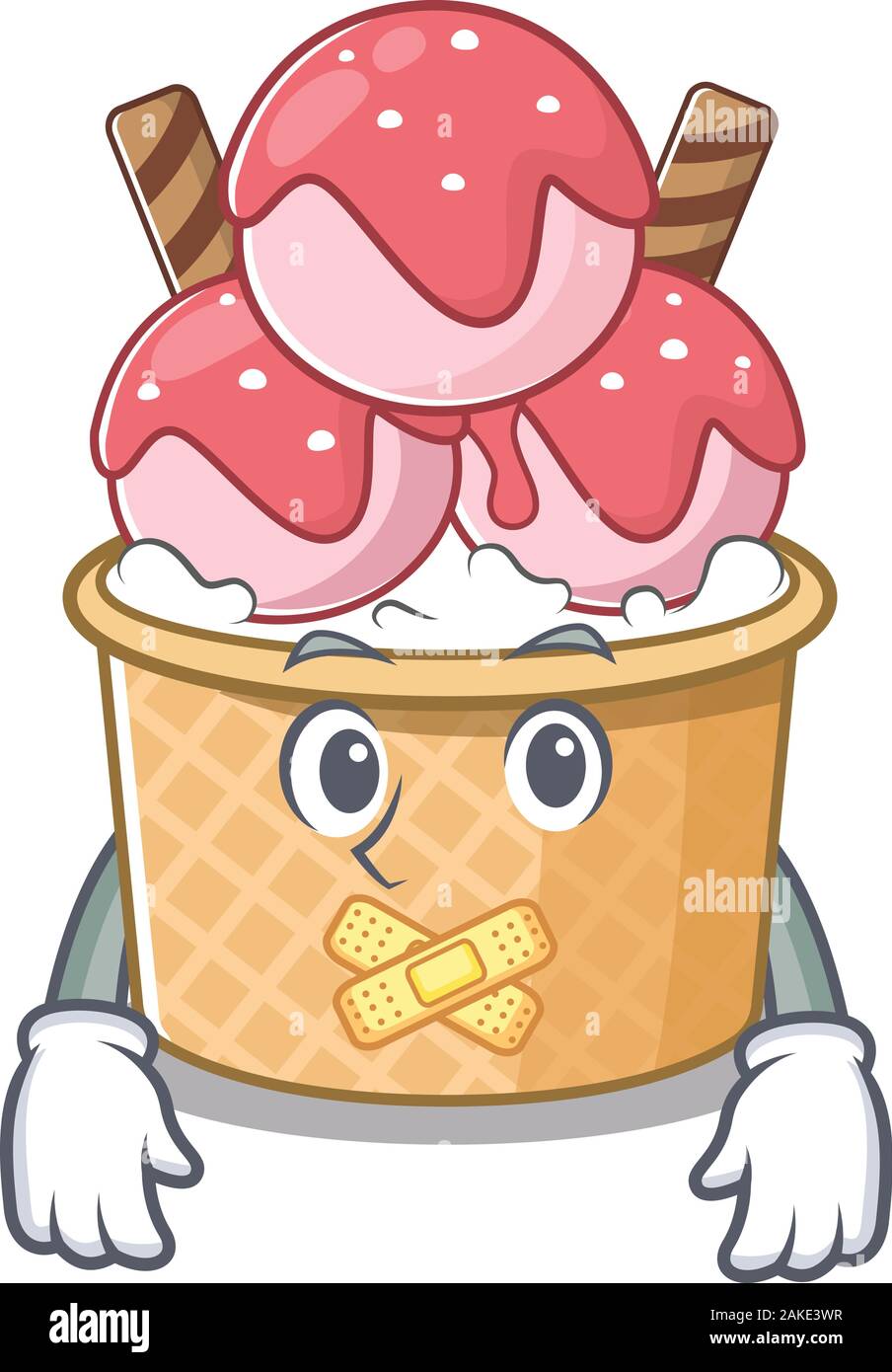 Eine stumme Geste der Eisbecher Maskottchen Cartoon Character Design ...