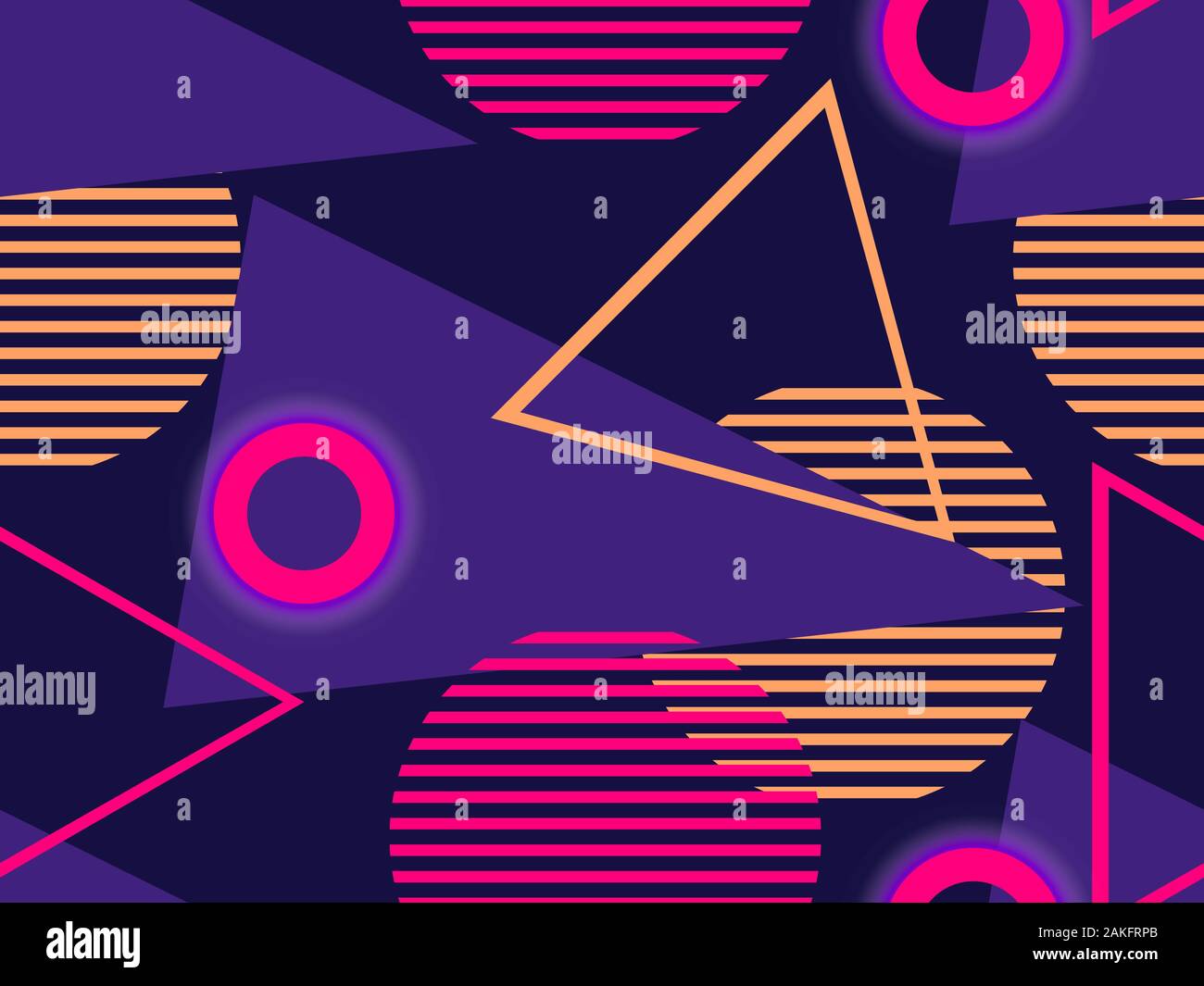 Cyberpunk nahtlose Muster. Retro-futurismus der 80er Jahre. Neon runden ...