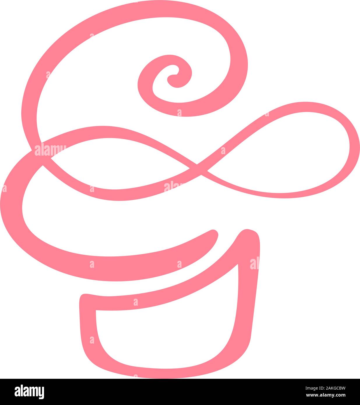 Kuchen Vektor kalligrafischen Logo. Süße Kuchen mit Sahne, vintage ...