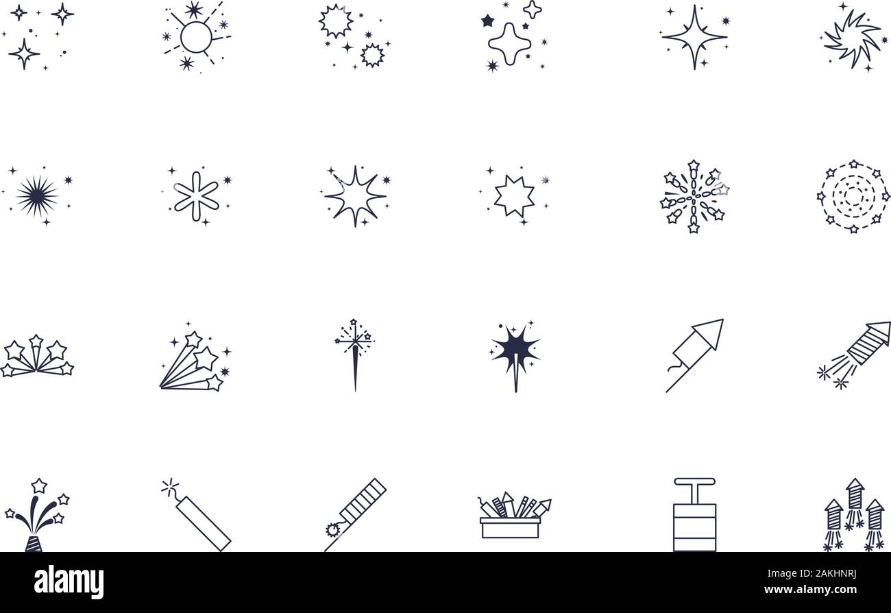 Feuerwerk Icon Set Design, Celebration festival Event party Jubiläum ...