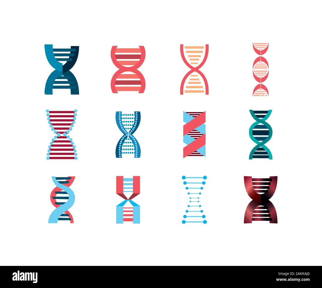 Dna-Struktur Icon Set Design, Chromosom Wissenschaft Molekül genetische ...