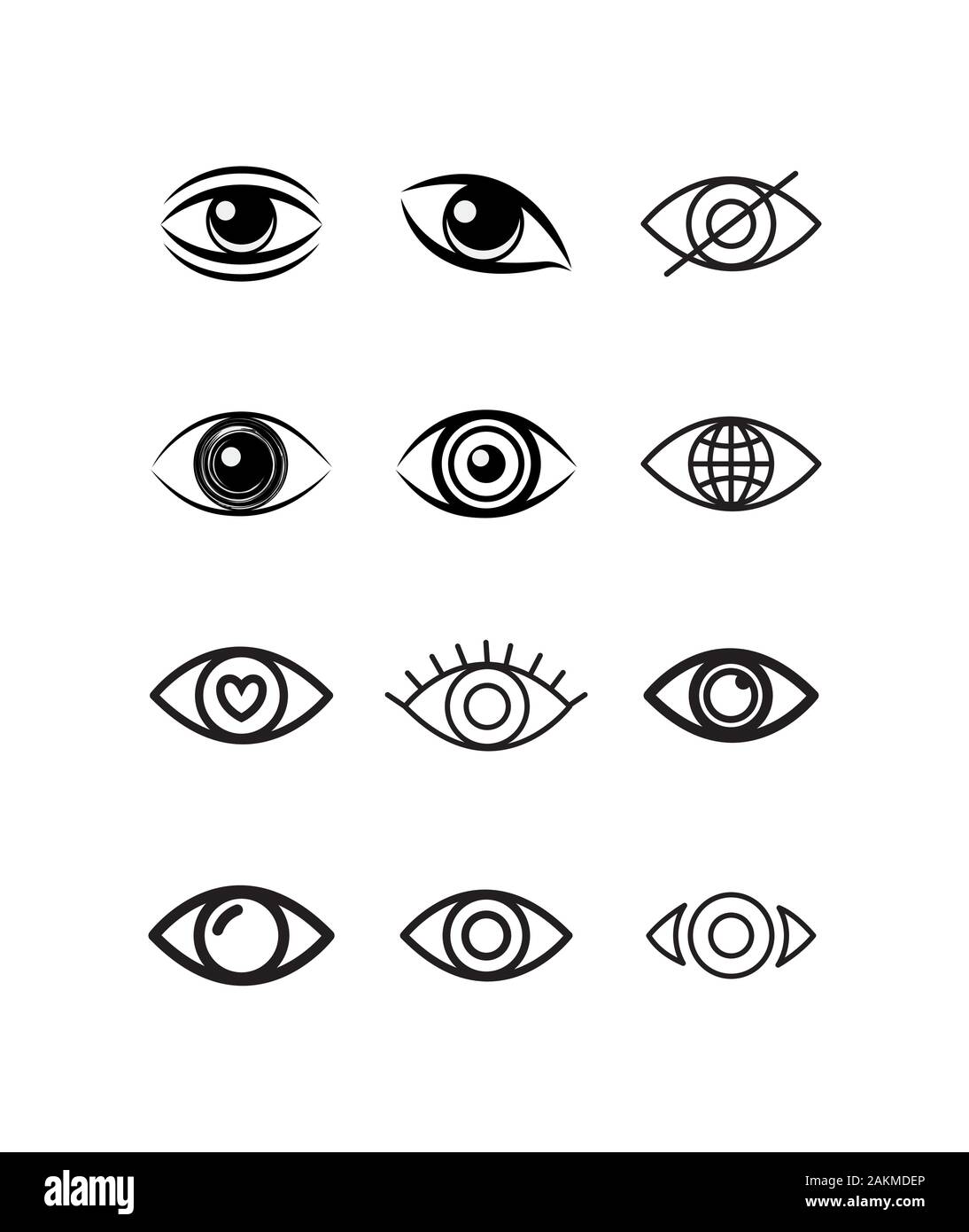 Augen Icon Set Design, Blick Vision optische menschlichen siehe Medizin ...