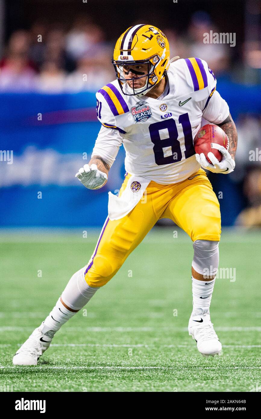 Atlanta, Georgia. 28 Dez, 2019. LSU Tiger tight end Thaddeus Moos (81 ...
