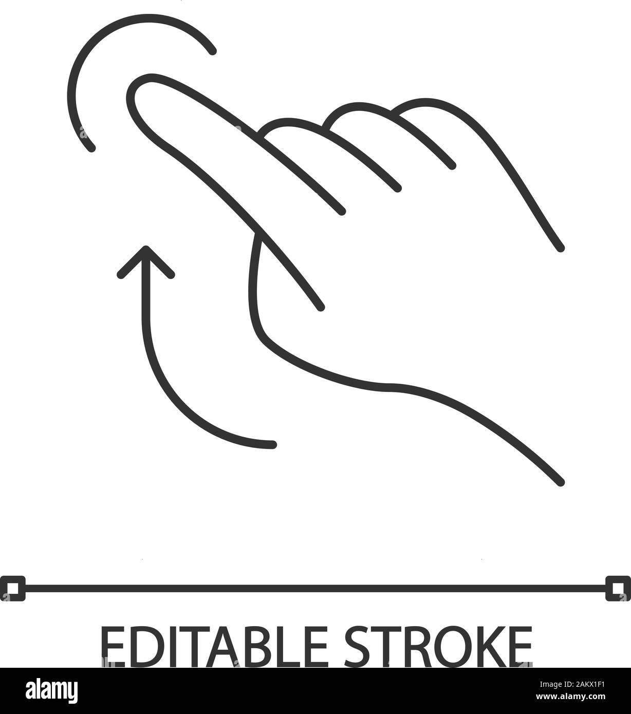 Streichen Sie mit dem Nach-oben-Geste lineare Symbol. Touchscreen mit ...