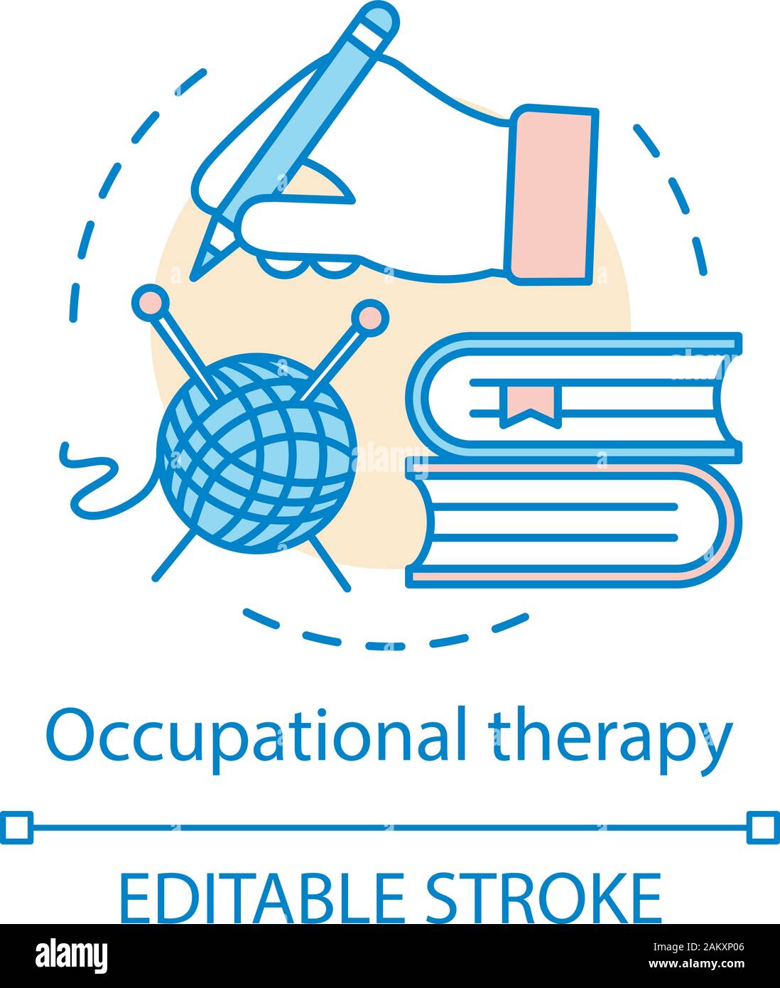 Ergotherapie Konzept Symbol. Rehabilitationsmaßnahmen Idee dünne Linie ...