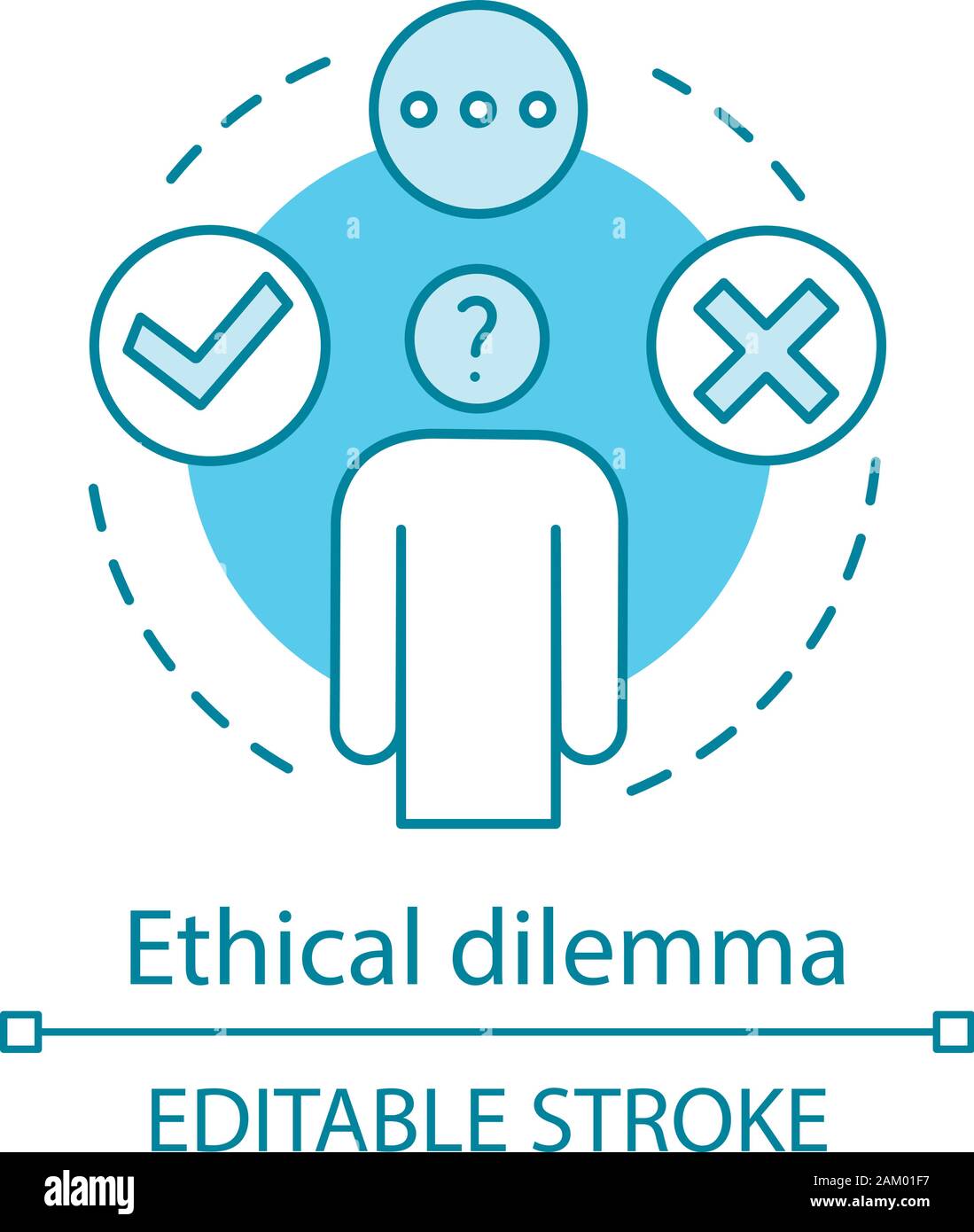 Ethisches dilemma Konzept Symbol. Moralische frage Idee dünne Linie ...