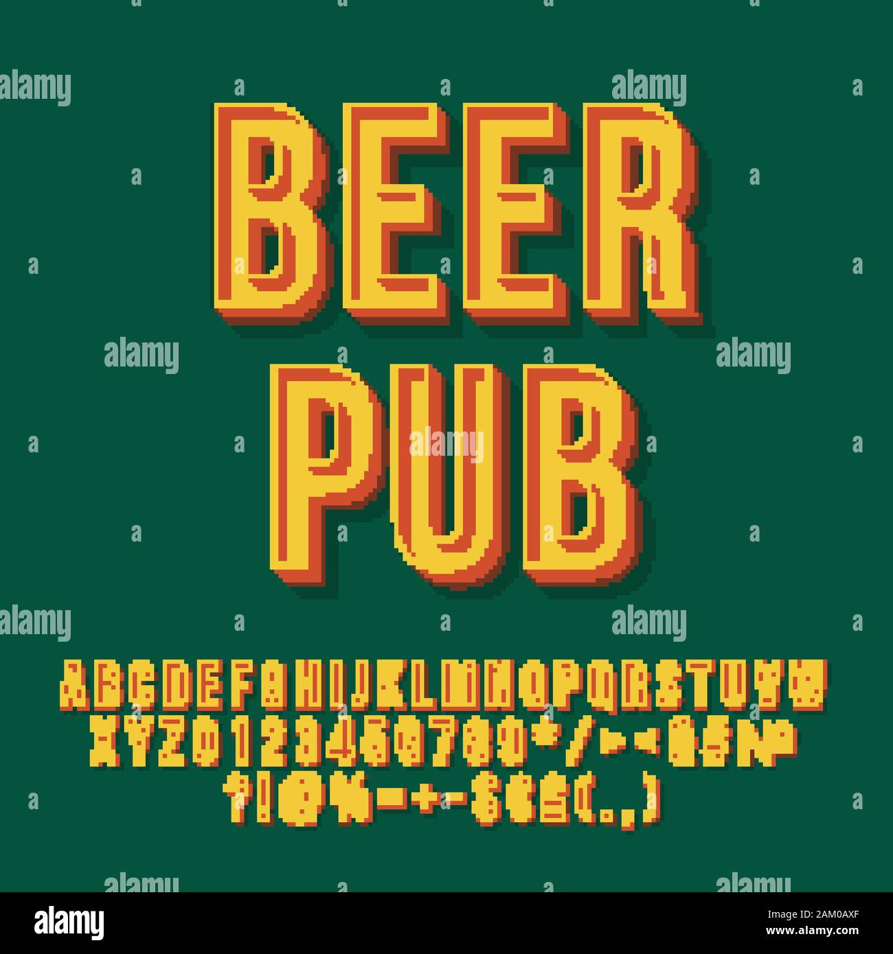 Bier Pub Vintage 3d Vektor Schriftzug. Retro bold Font. Pop Art ...
