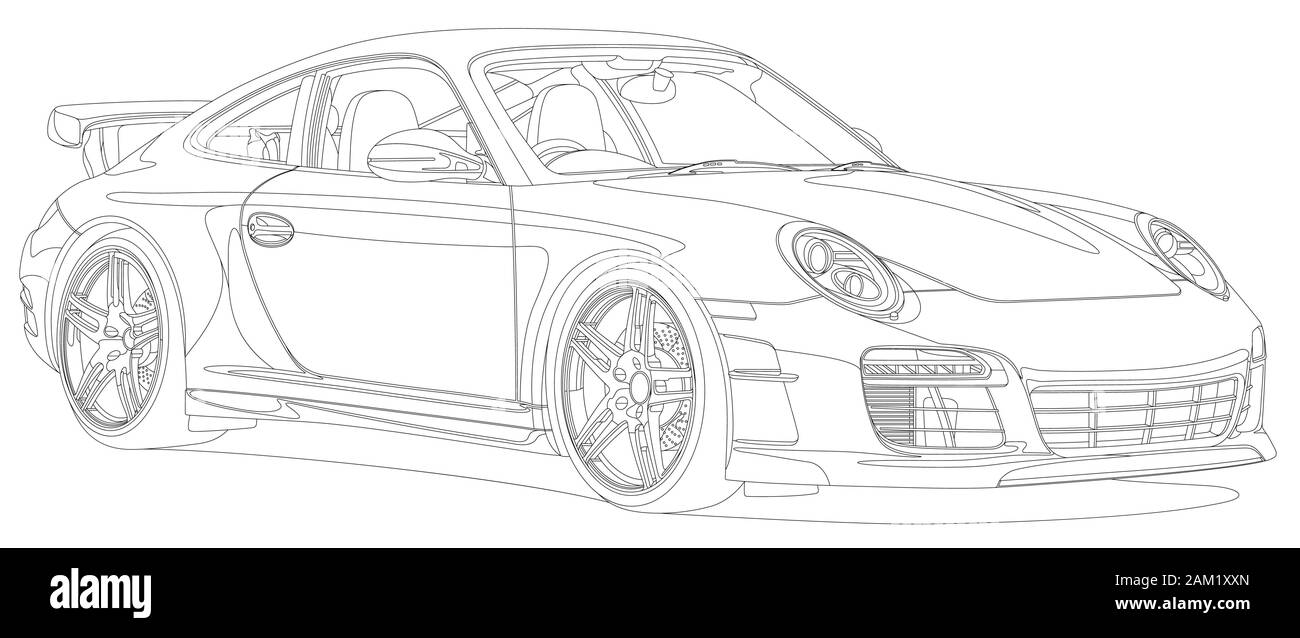 Car line drawing Stock-Vektorgrafiken kaufen - Alamy