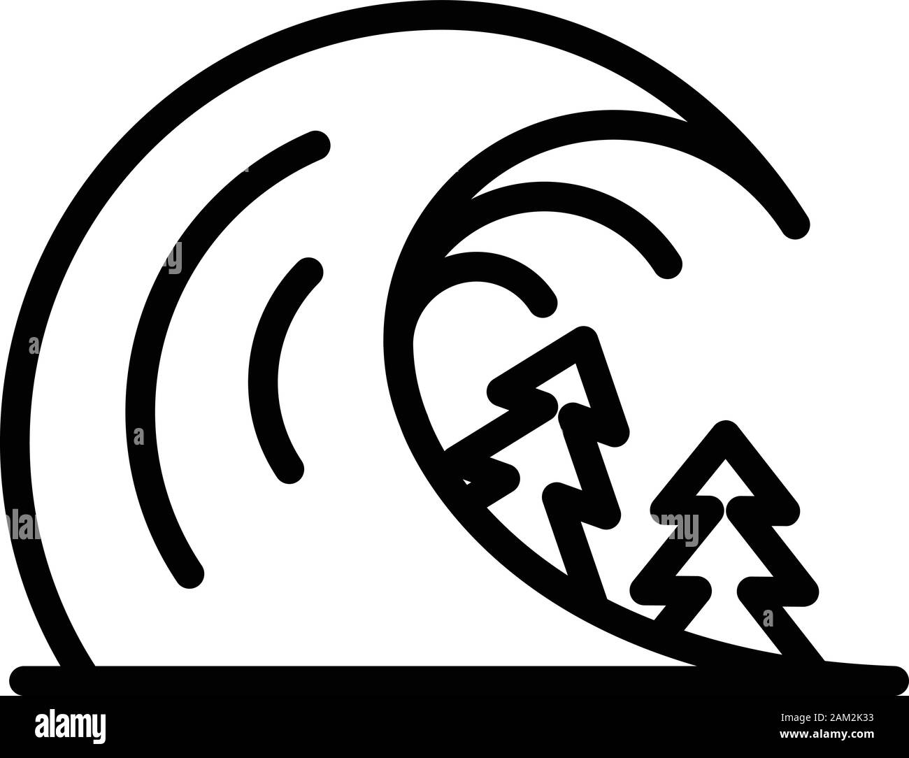 Tsunami-Symbol für die Katastrophe, Outline-Stil Stock-Vektorgrafik - Alamy
