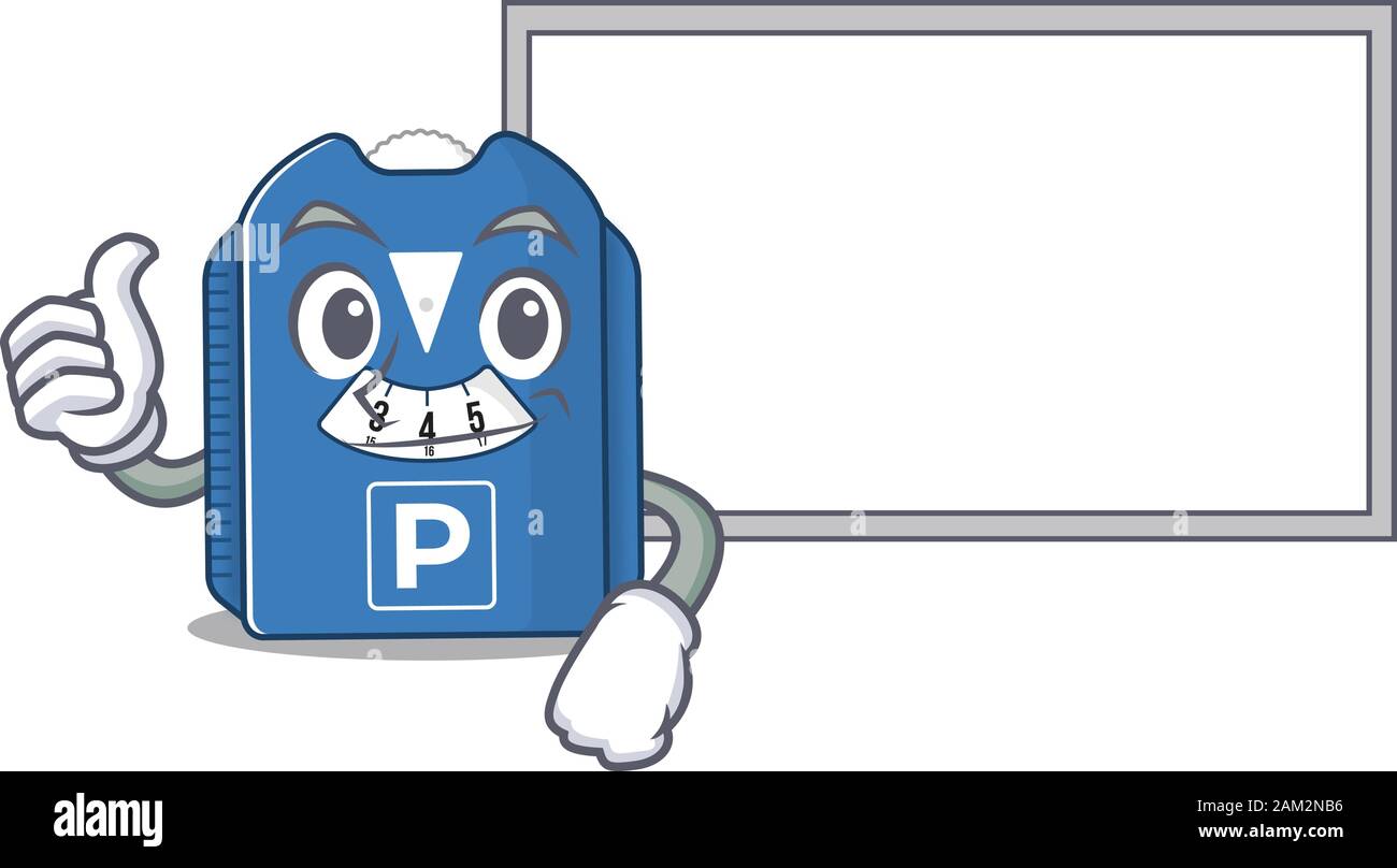 Daumen hoch vom Cartoon-Design der Parkscheibe mit Brett Stock ...