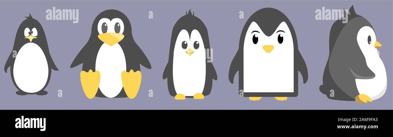 Abstrakte süß sauer cartoon Pinguin auf einem blauen Hintergrund. Funny ...