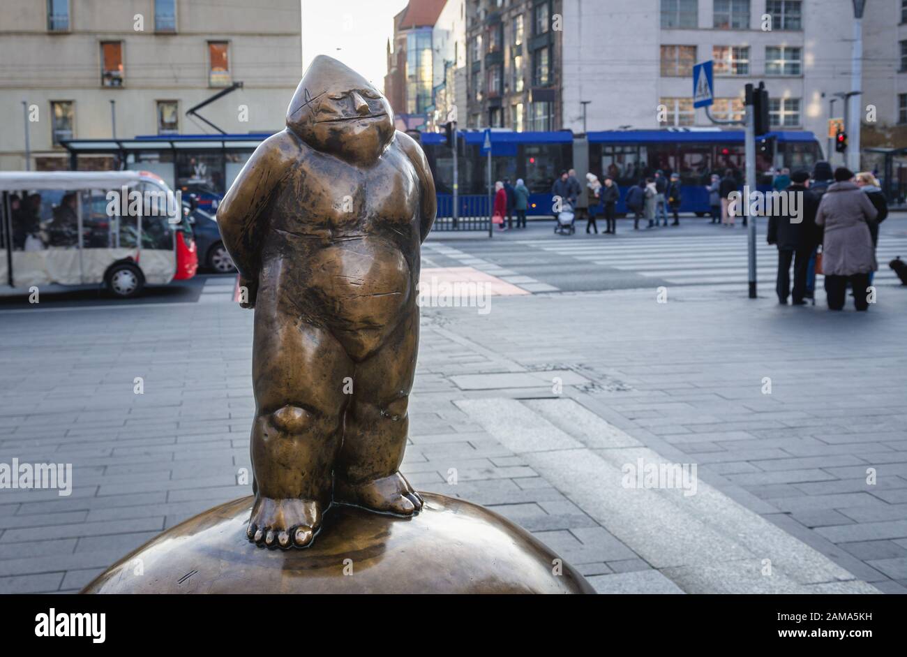 Statue des Papa-Krasnal-Zwergs in der Swidnicka-Straße die Altstadt von ...