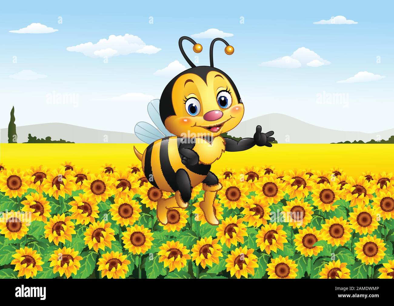 Cute cartoon bee waving Stock-Vektorgrafiken kaufen - Alamy