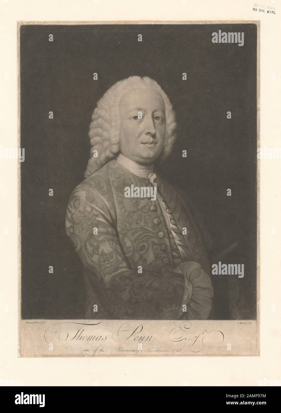 Thomas Penn Esqr, einer der Besitzer von Pensilvania (sic), 1751 EM2991 ...