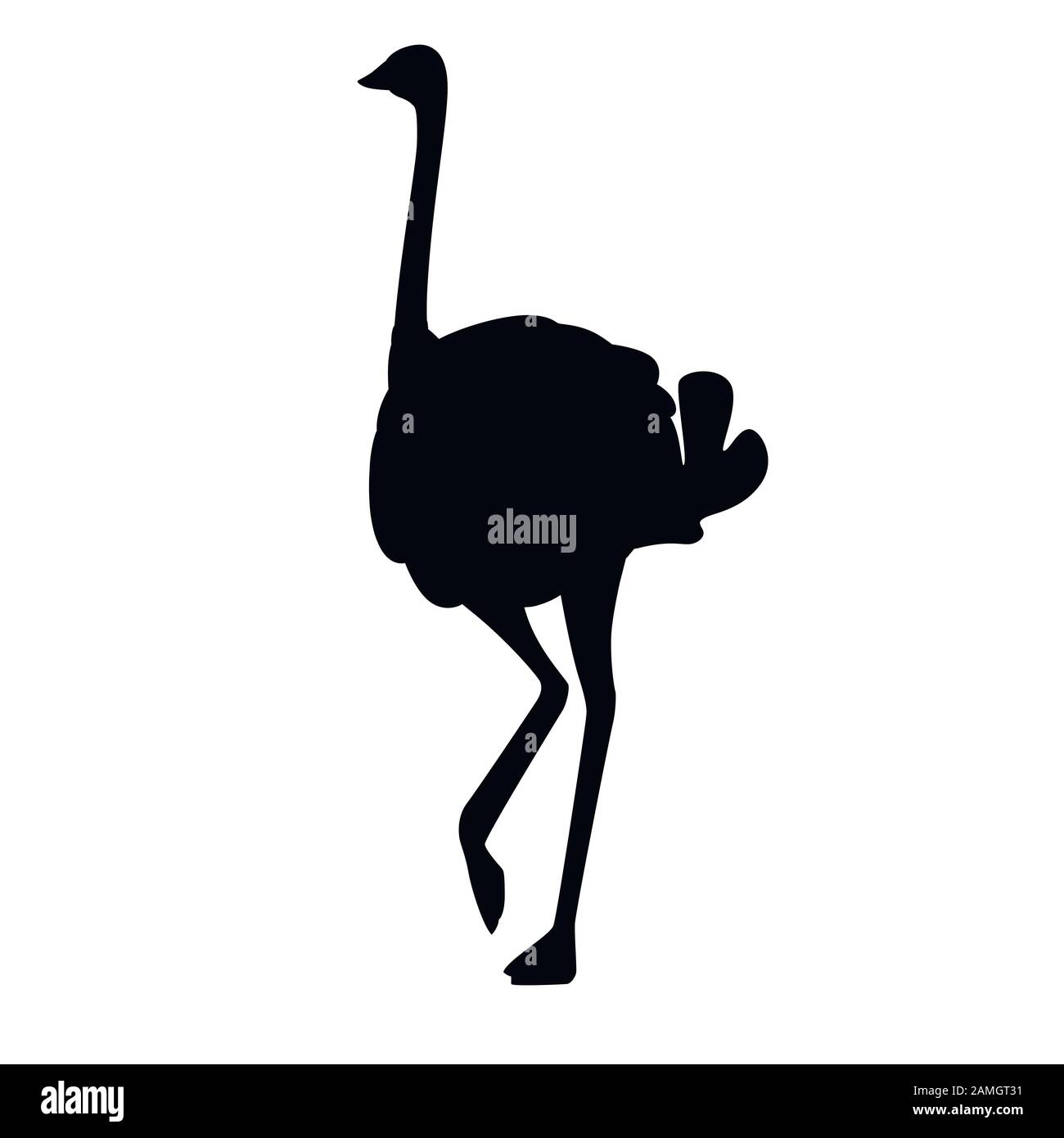 Schwarze Silhouette: ute Strauß bleibt auf einem Bein afrikanischer ...